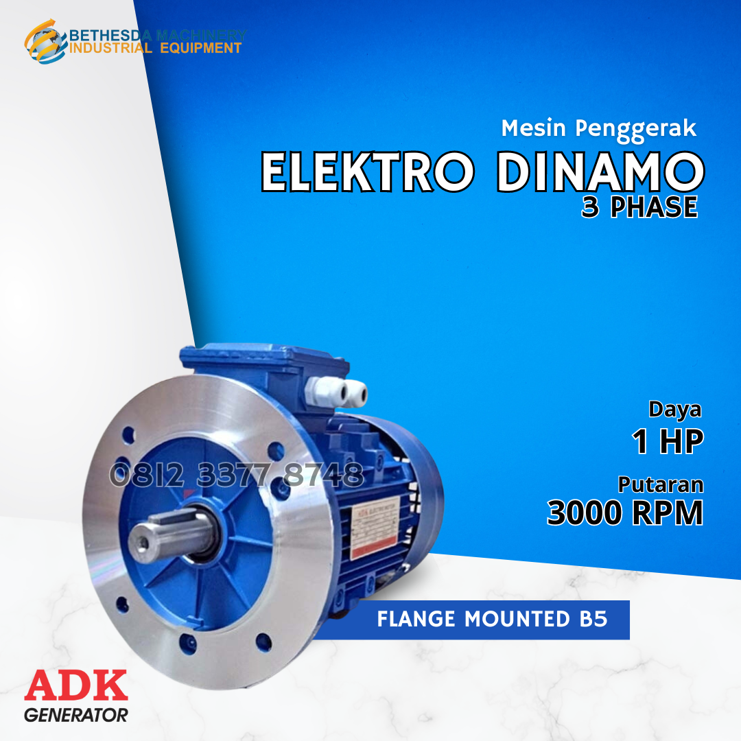 Jual Mesin Dinamo Motor Electro Listrik 1 Hp 750 Watt Flange Mounted 3 Phase 2 Pole 3000 Rpm Di ...