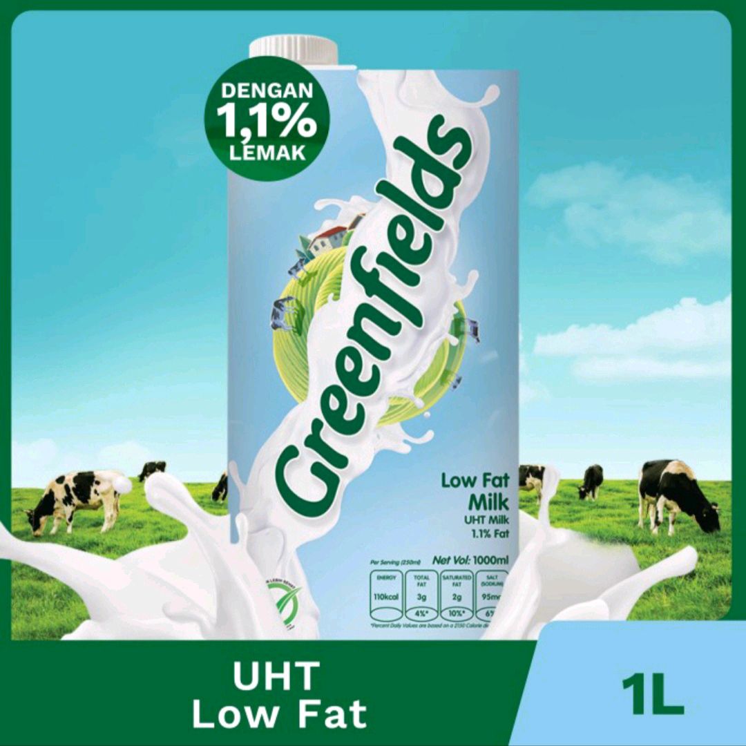Jual SUSU GREENFIELDS RASA LOW FAT 1000ML 1KARTON ISI 12PCS di Seller Chika Barokah Shop ...