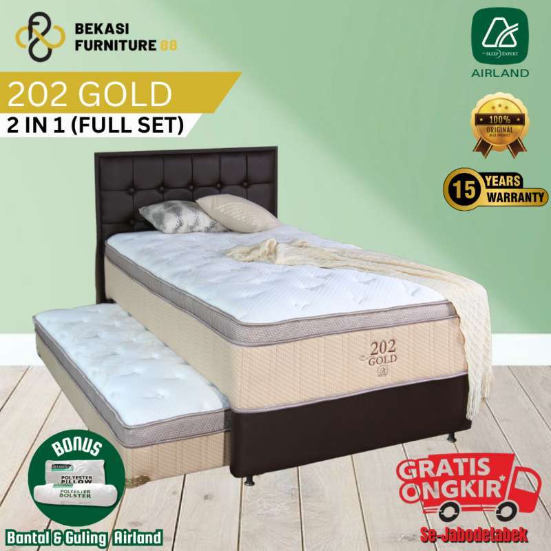 Jual Full Set Kasur Airland Springbed 2in1 202 Gold + Divan + Sandaran ...