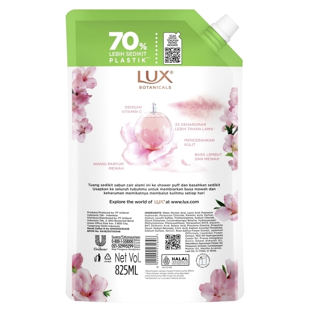 Promo Lux Sabun Cair Sakura Bloom Refill 825 Ml Twinpack [2 Pcs] Diskon ...