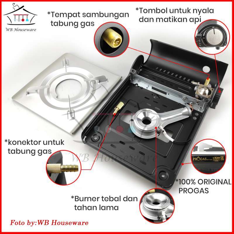 Promo kompor gas portable stainless minimalis + koper PROGAS portable ...