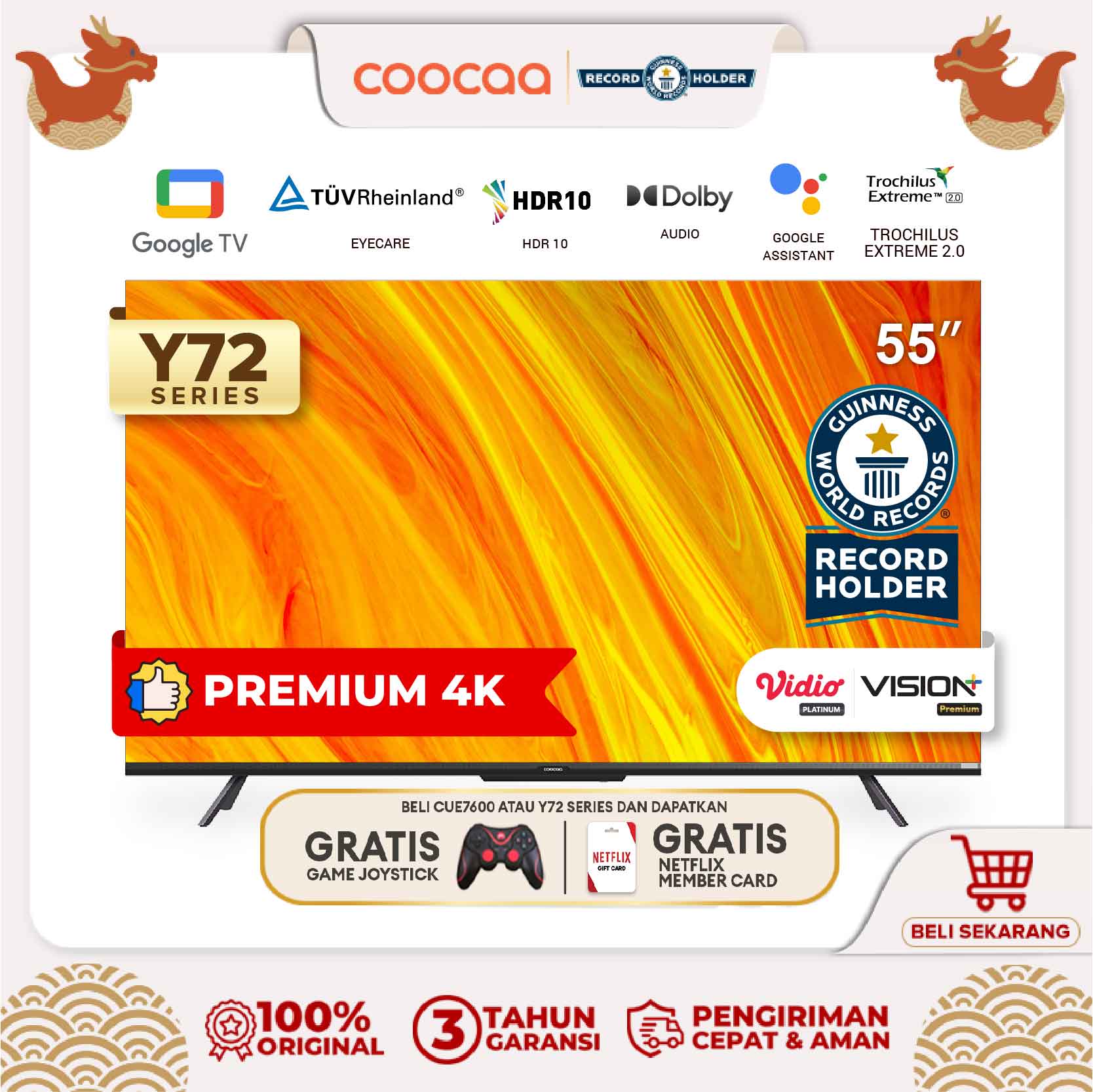 Promo [Google TV] COOCAA 55 Inch Smart LED TV - Netflix & Youtube ...