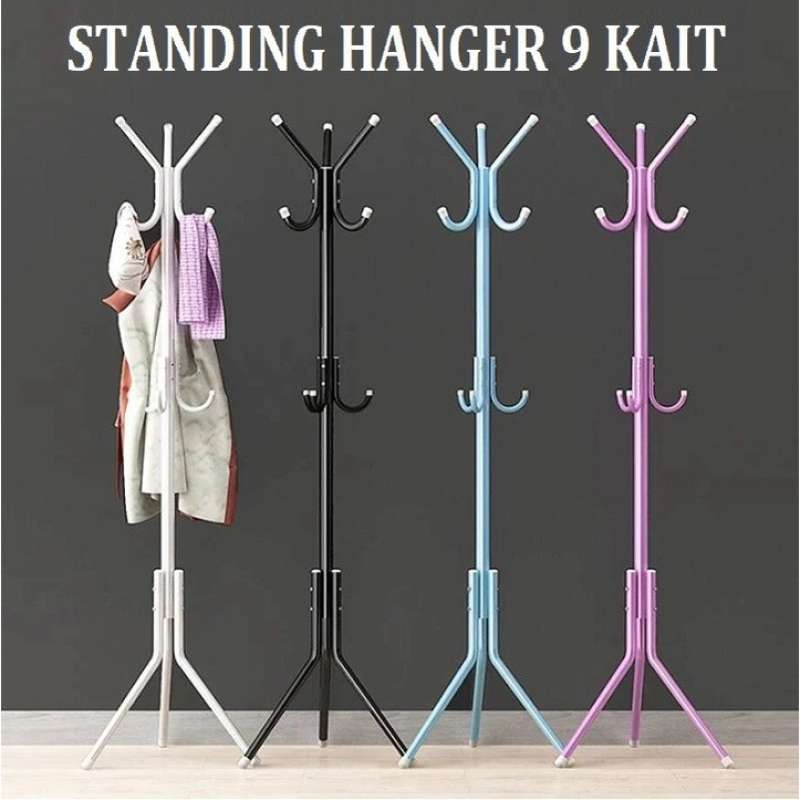 Jual Stand Hanger Coat Rack / Gantungan Baju Jaket Topi 9 Kait ...