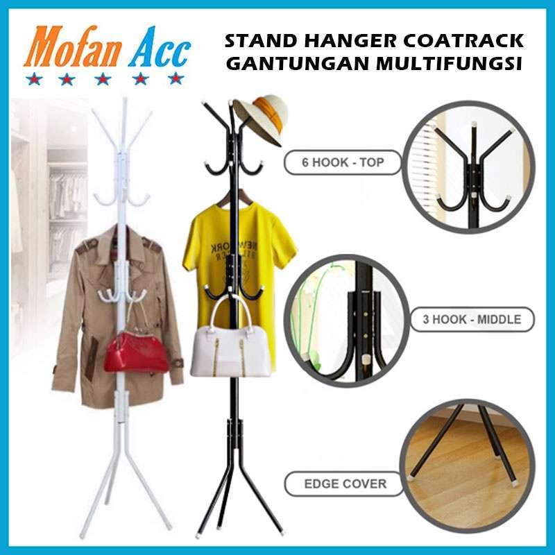 Promo Stand Hanger Coat Rack / Gantungan Baju Jaket Topi 9 Kait ...