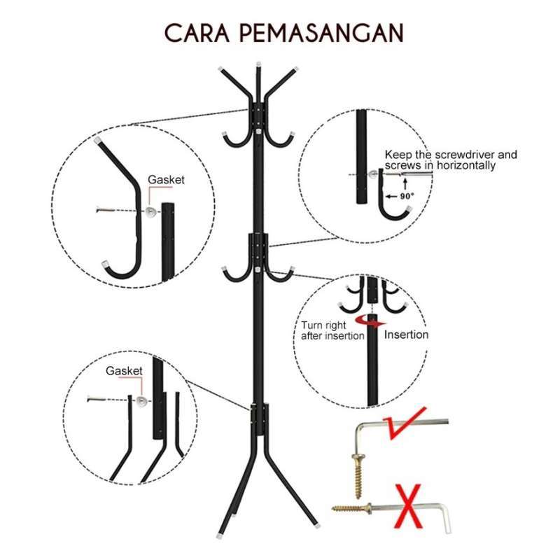 Jual Stand Hanger Coat Rack / Gantungan Baju Jaket Topi 9 Kait ...