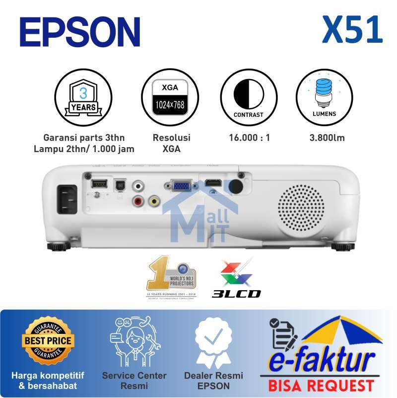 Jual Proyektor Epson Eb-x51 Ebx51 Eb X51 Pengganti Eb X450 Xga 3800 Lumens Di Seller Mall It ...