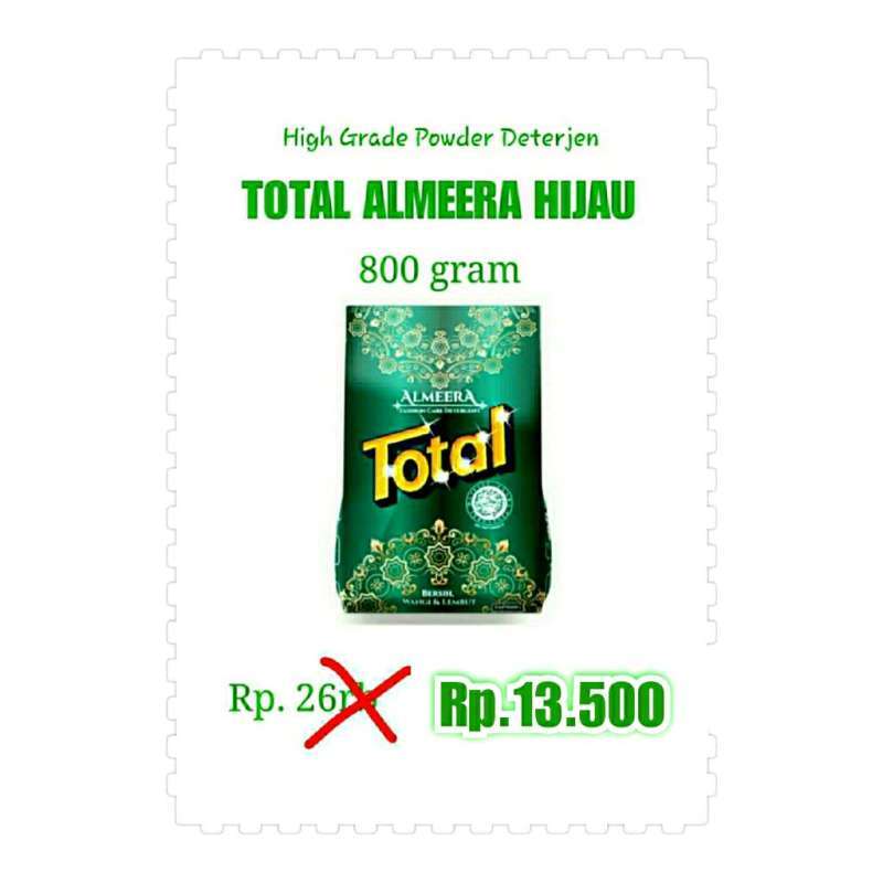Jual Deterjen Bubuk Total Almeera Hijau 800 gram di Seller MEYSAINDO ...