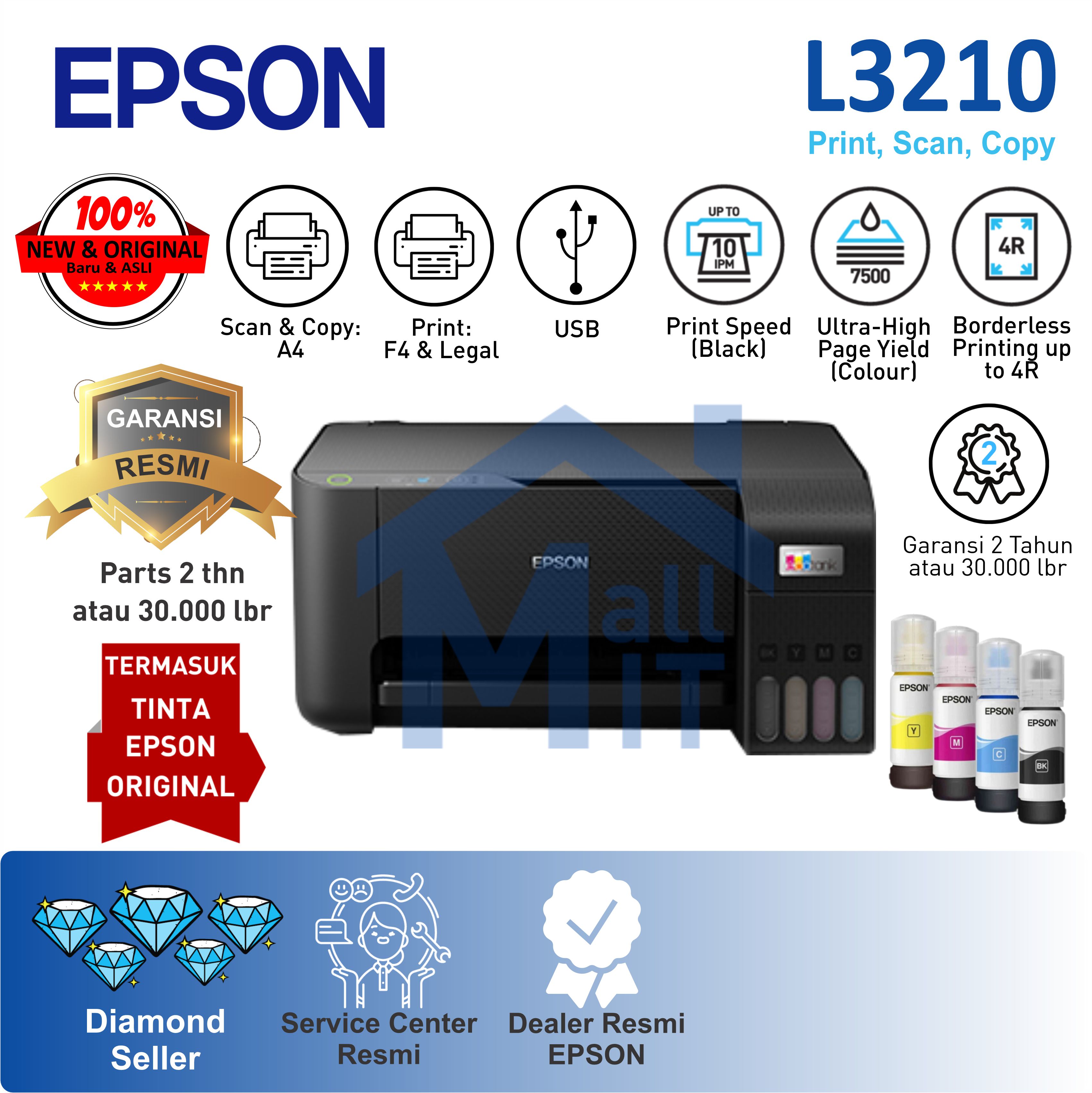 Jual PRINTER EPSON L3210 L-3210 PENGGANTI L3110 PRINT SCAN COPY - HITAM di Seller Mall IT Medan ...