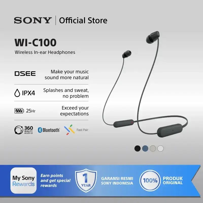 Promo Sony Wi-c100 In Ear Wireless Bluetooth Headset - Black [battery ...