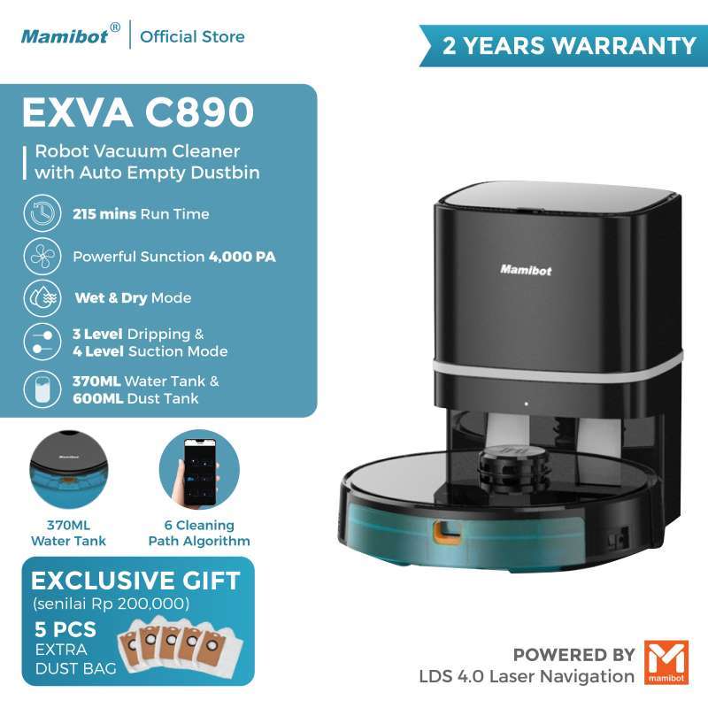 Promo Mamibot Exvac890 Glory Lds4.0 Lds+slam Navigation Hybrid Robot ...