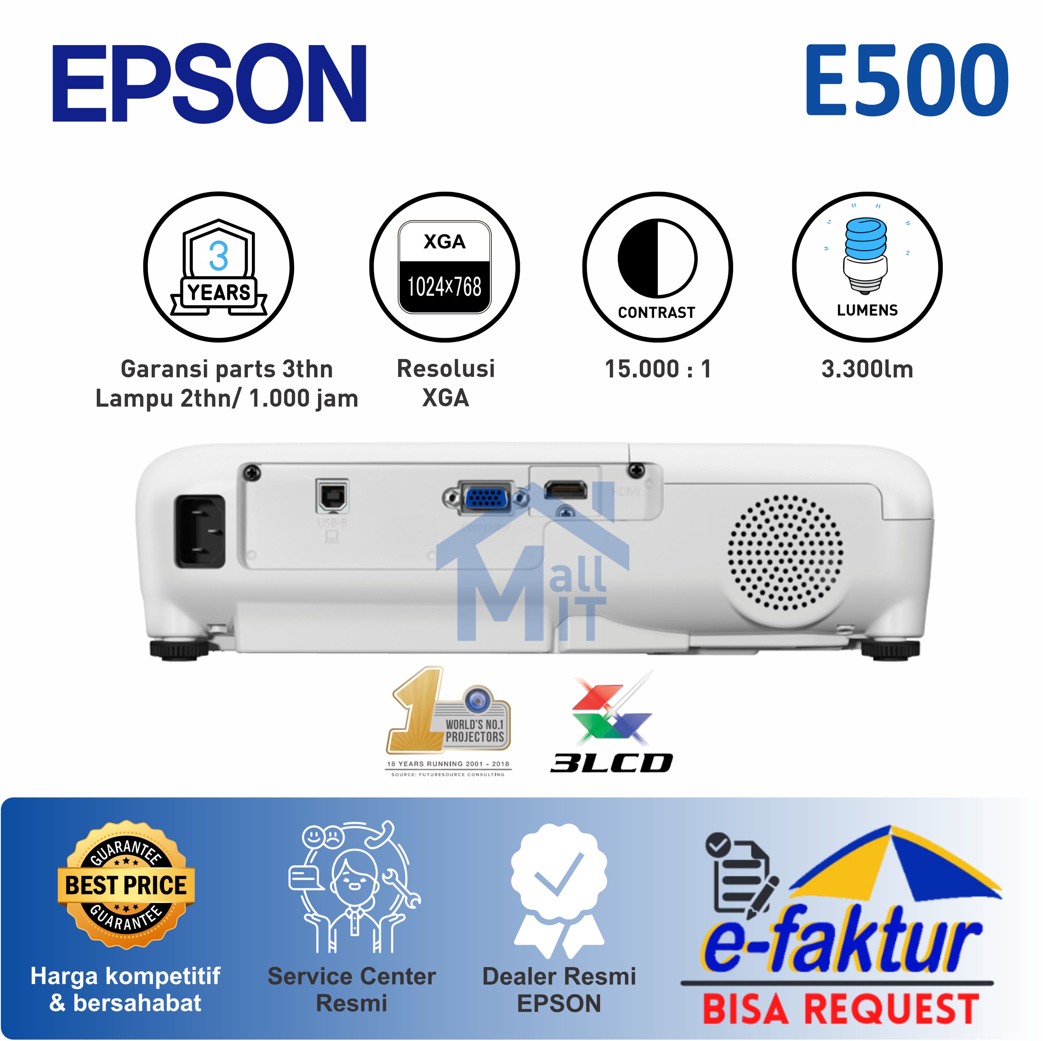 Jual Proyektor Epson Eb-e500 Ebe500 Eb E500 Penganti Eb-s400 S 400 S400 ...