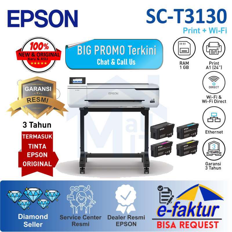 Jual Printer Epson Surecolor Sc-t3130 Sure Color Sc T3130 Stand Plotter A1 24inci Di Seller Mall ...