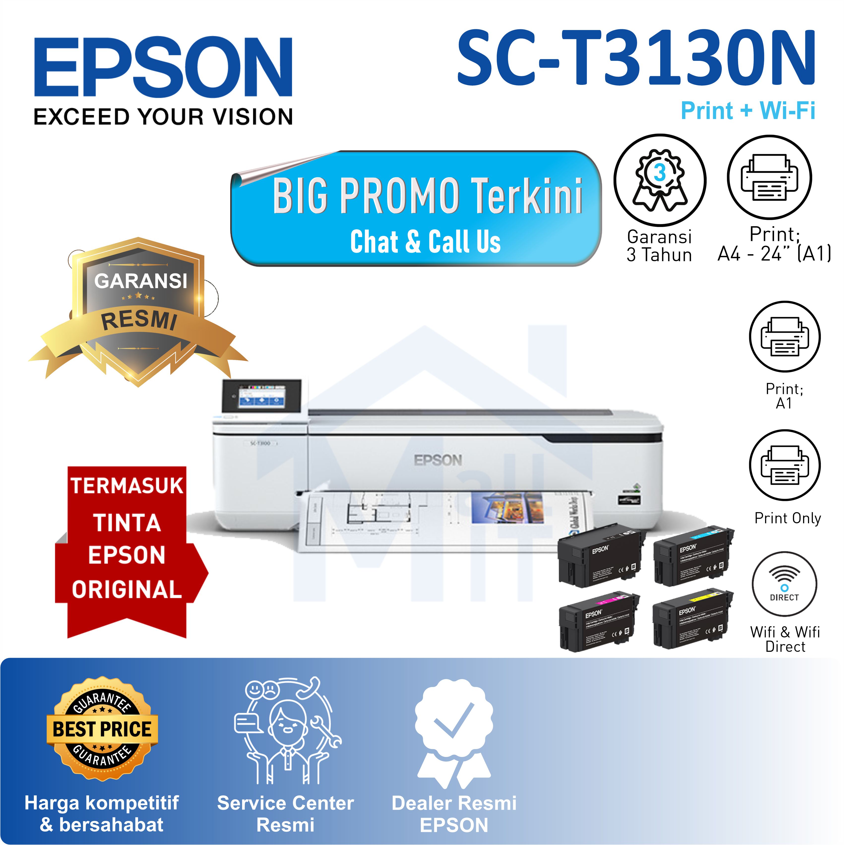 Jual PRINTER EPSON SURECOLOR SC-T3130N EPSON T3130 T3130N SCT3130N TANPA KAKI ORI di Seller Mall ...