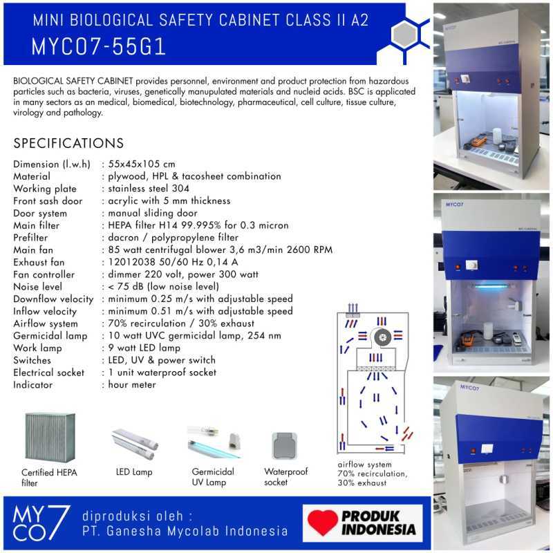 Jual Mini Biosafety Cabinet ( BSC ) Class II A2 MYCO7 - 55G1 di Seller ...