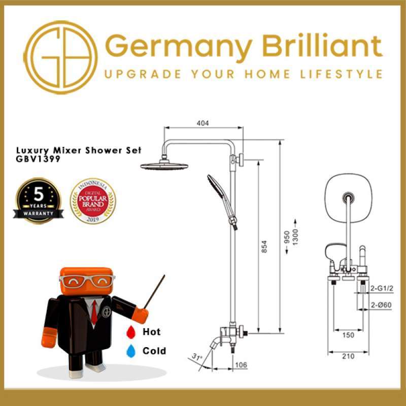 Promo Germany Brilliant Paket Bundling Kamar Mandi Set - Silver Diskon ...
