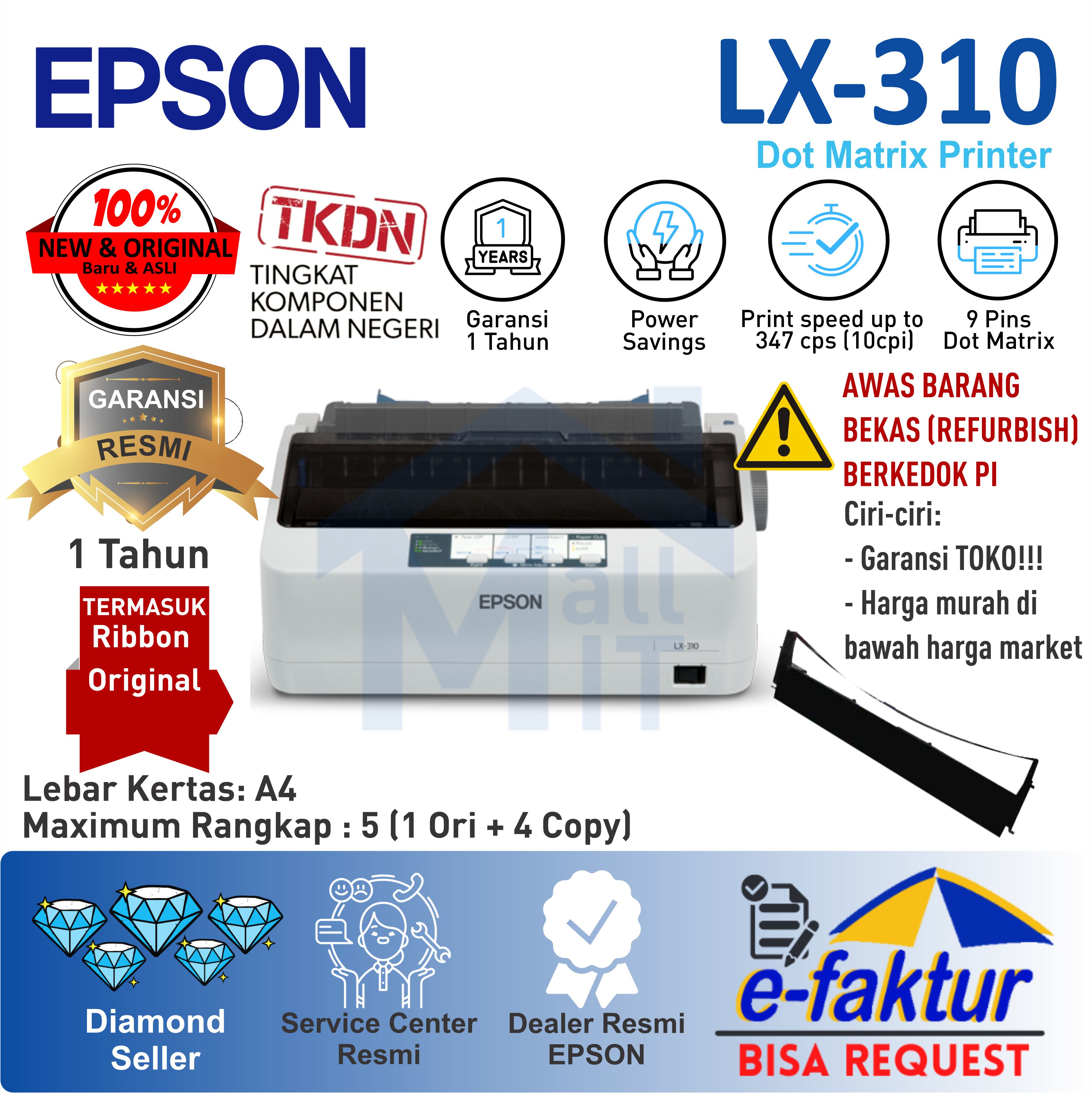 Jual Printer Epson Lx310 Lx-310 Lx 310 Garansi Resmi Di Seller Mall It ...