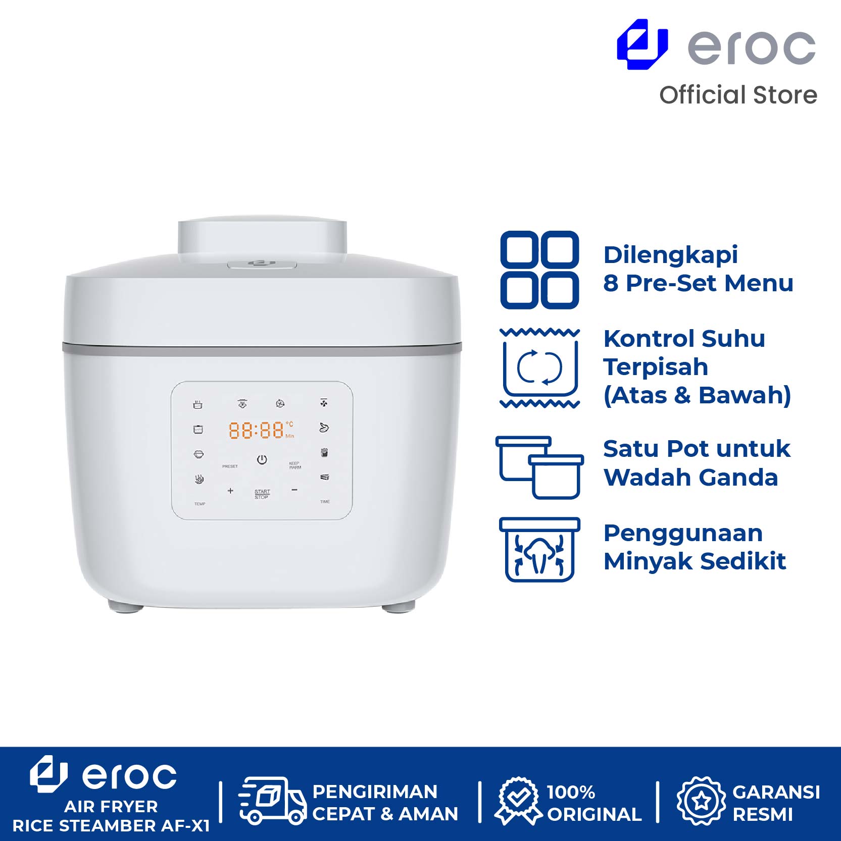 Promo EROC Air Fryer & Rice Cooker Multicooker In One Pot - Kapasitas 6 ...