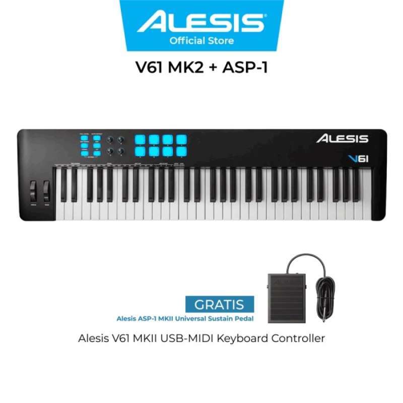 Promo Alesis V61 MKII USB MIDI Keyboard Controller + Alesis ASP-1 MKII ...
