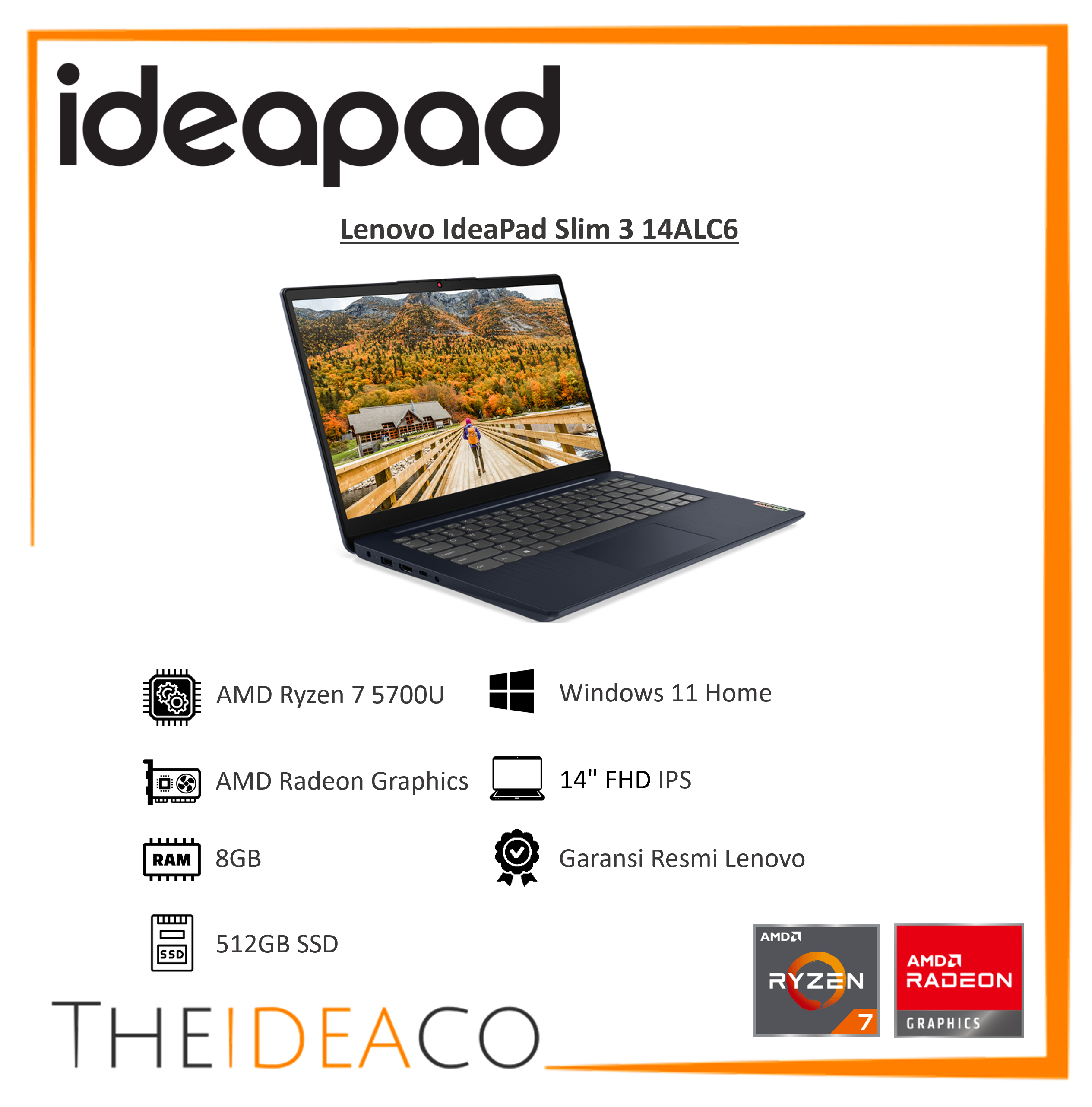 Jual Lenovo Ideapad Slim 3 Ryzen 7 5700u Ram 8gb 512gb Ssd Win11home Ohs Di Seller Theidea Co