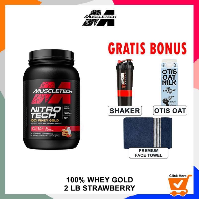 Jual Muscletech Nitrotech Whey Gold Strawberry 2Lbs - Muscle Tech Susu ...