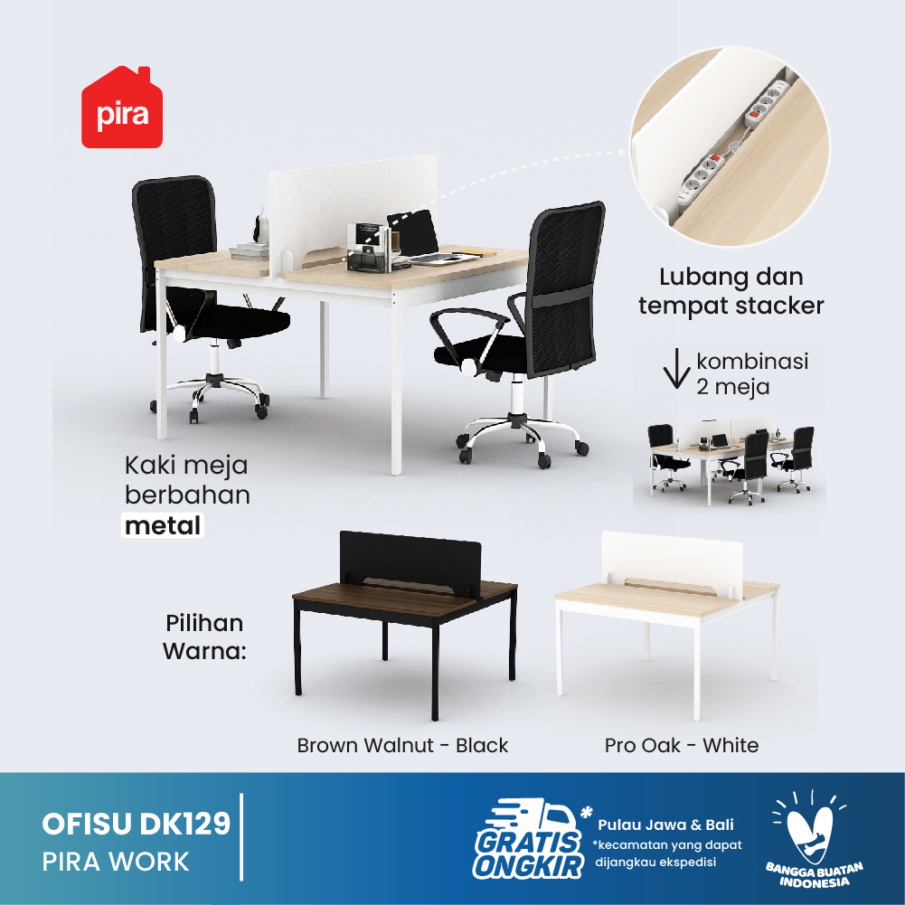 Promo PIRA WORK - OFISU DK120 Meja Kerja Kaki Besi - Brown Walnut Diskon 25% di Seller PIRA ...