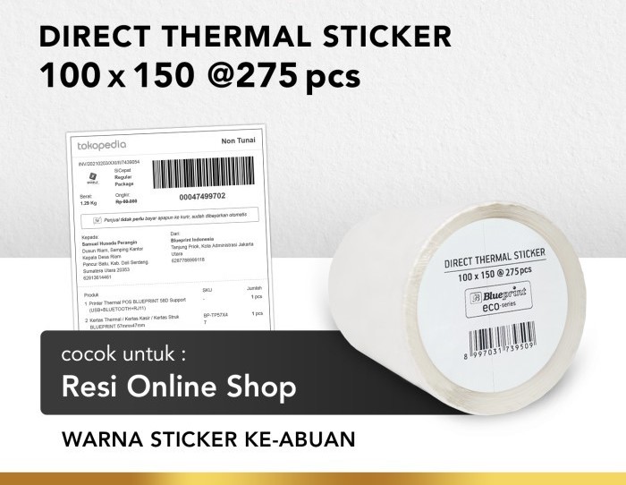 Promo Direct Thermal Sticker 100 x 150 Stiker Label BLUEPRINT ECO 275 ...