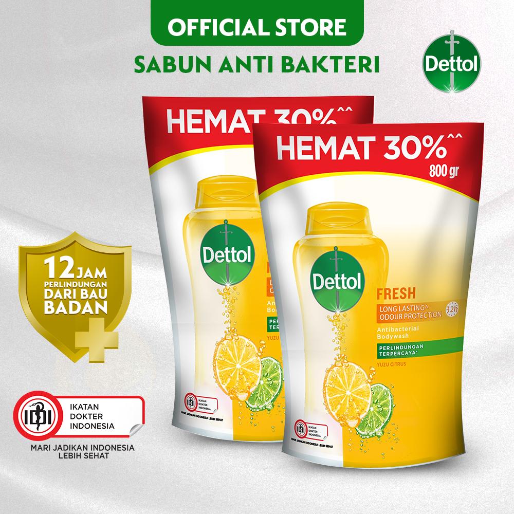 Promo Dettol Sabun Mandi Cair Fresh Jumbo [800 g] x 2 Pcs Diskon 17% di ...