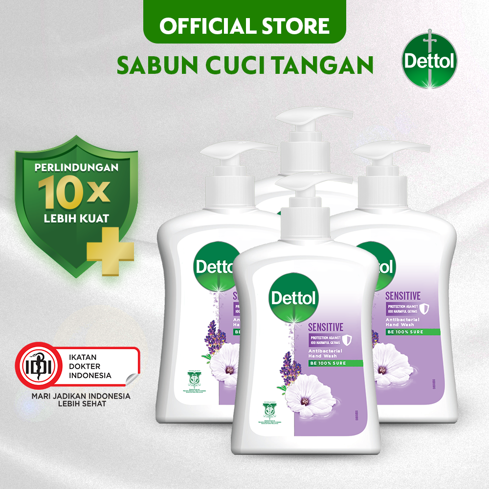 Promo Dettol Sensitive Handwash Pump Anti Bakteri [245 mL] x 4 Pcs ...