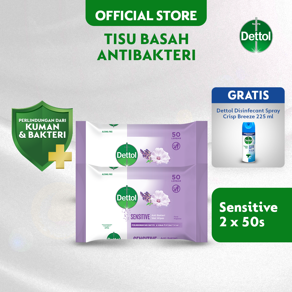 Jual Buy 2 Get 1 - Dettol Sensitive Wipes Tissue Basah [50 Sheets / 2 ...