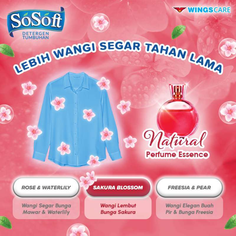 Promo SoSoft Deterjen Cair Sakura Blossom Botol 700 mL [2 Pcs] Diskon ...