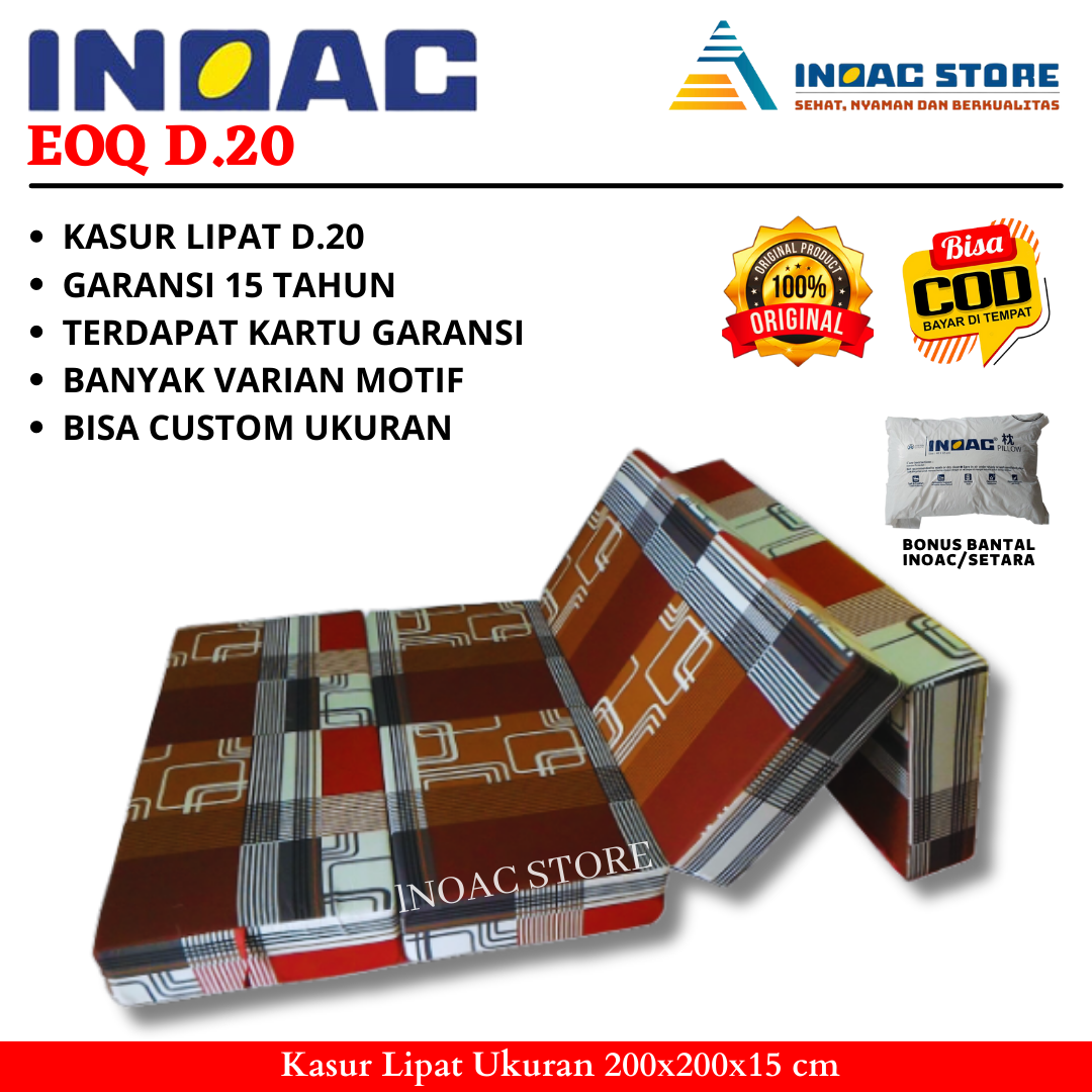 Jual Kasur Lipat Busa INOAC Ukuran 200x200x15 cm Murah Asli Garansi 10 ...