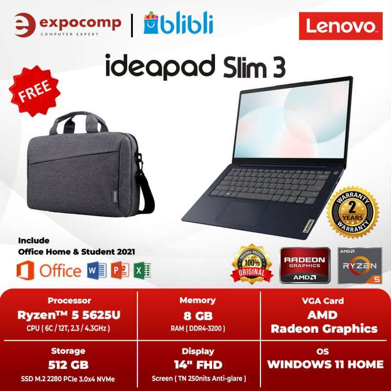 Jual Lenovo Ideapad Slim 3 Ip 3-14aba7 1tid Abyss Blue Amd R5-5625 Di ...
