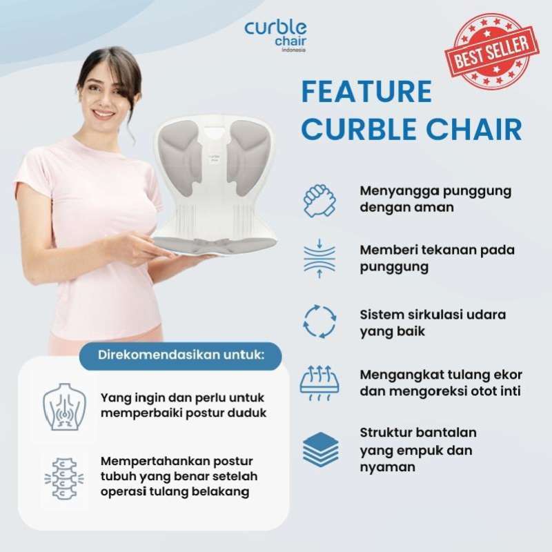 Promo Curble Chair Comfy / Sandaran Kursi Penyangga Punggung - Grey ...