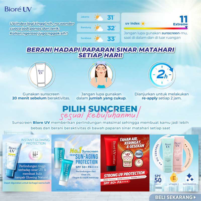 Promo Biore Uv Fresh & Bright Oil Control Matte Spf 50+ Pa+++ Sunscreen ...