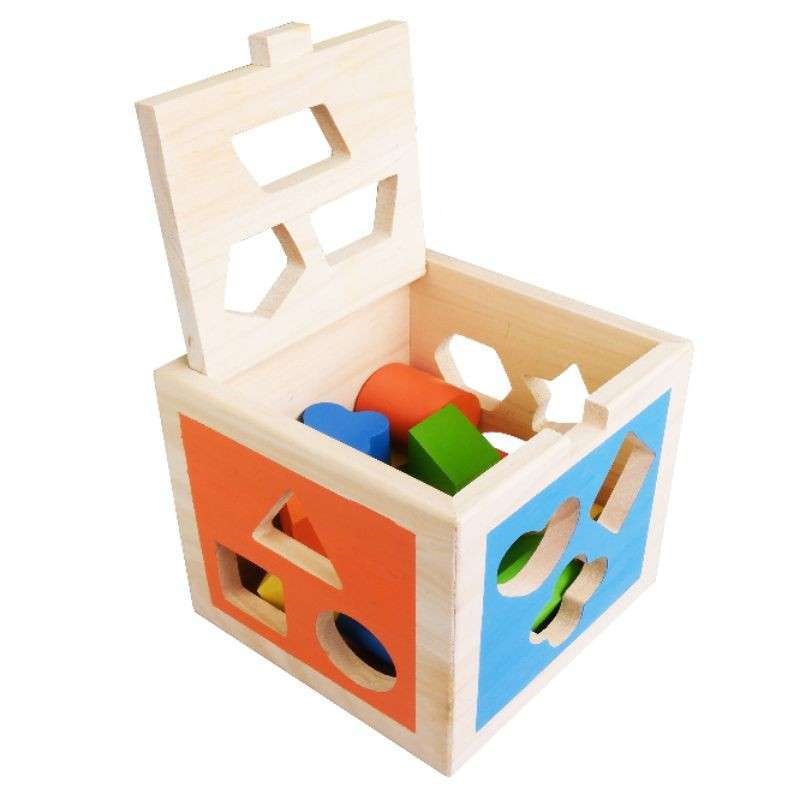 Jual Mainan Edukasi Kotak Bentuk Montessori Shape Sorter Box 12 Bentuk ...