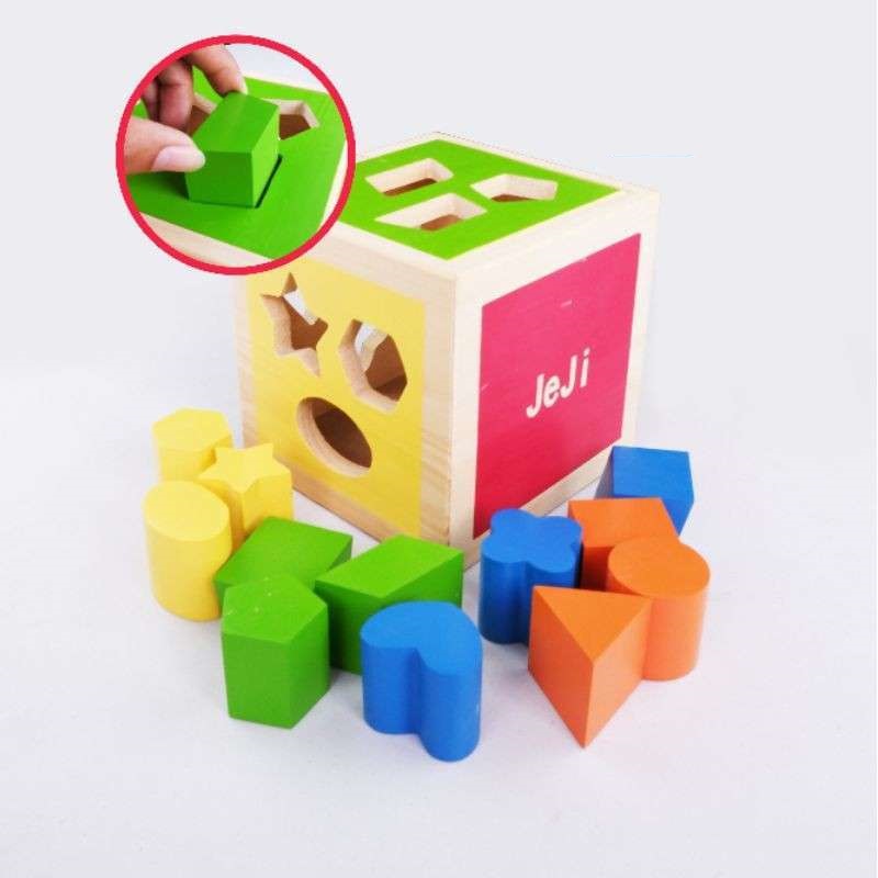 Jual Mainan Edukasi Kotak Bentuk Montessori Shape Sorter Box 12 Bentuk ...