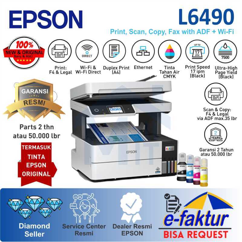 Jual Printer Epson L6490 L 6490 L-6490 Duplex Print Wifi Pigment Di ...