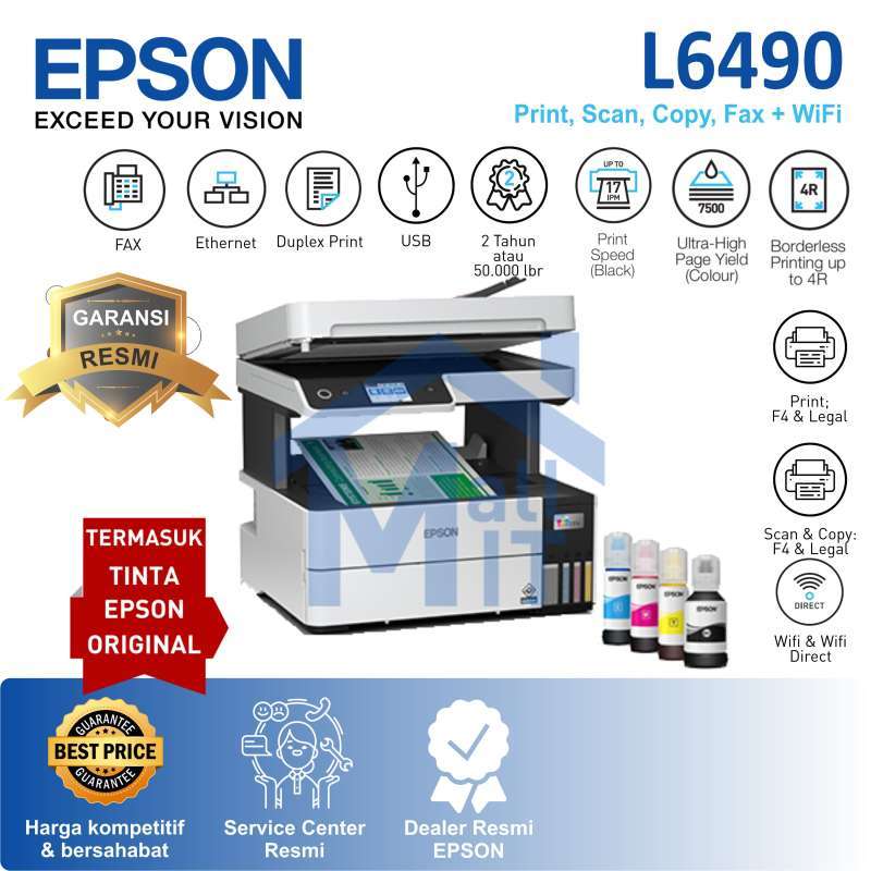 Jual MDN Printer Epson L6490 L 6490 L-6490 Duplex Print WifI Pigment di ...