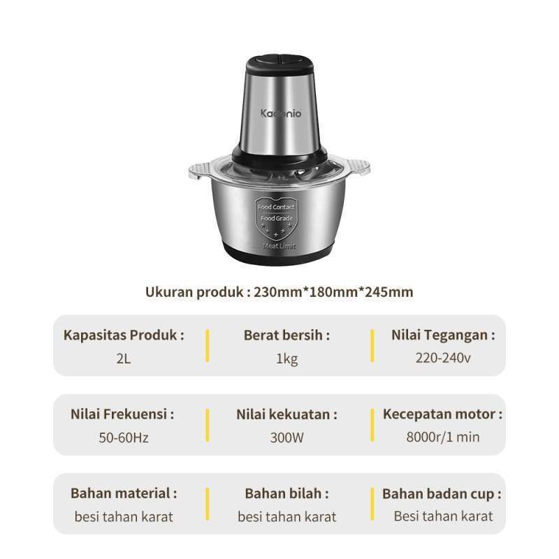 Jual Kadonio Stainless Steel Electric Meat Grinder Food Blender Multifunction Automatic Food ...