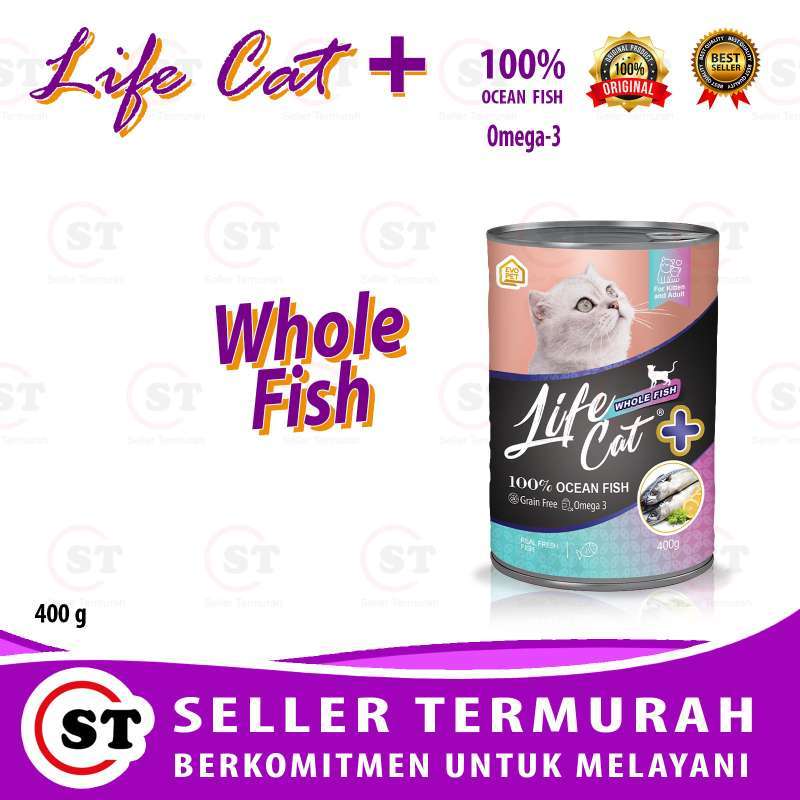 Promo Makanan Kucing Life Cat Plus Kaleng Kitten Adult 400gr + Whole ...