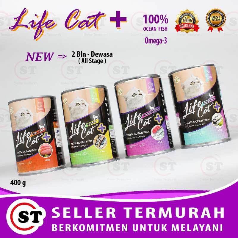 Jual MAKANAN KUCING LIFE CAT PLUS KALENG KITTEN ADULT 400GR + WHOLE ...
