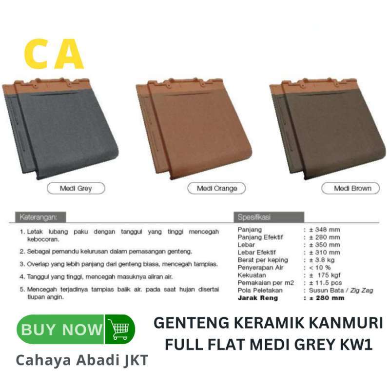 Jual Genteng Keramik Kanmuri Full Flat Medi Grey Kw1 Di Seller Cahaya Abadi Jakarta - Cempaka ...