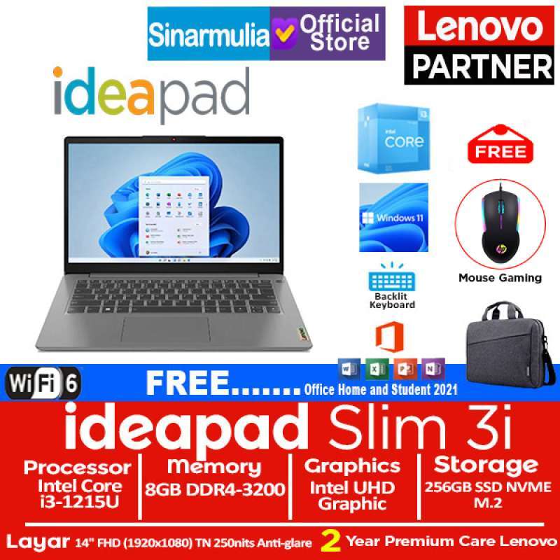 Promo Laptop Lenovo Ideapad Slim 3i I3 1115g4 8gb 256gb Ssd Win11 Ohs Diskon 16 Di Seller