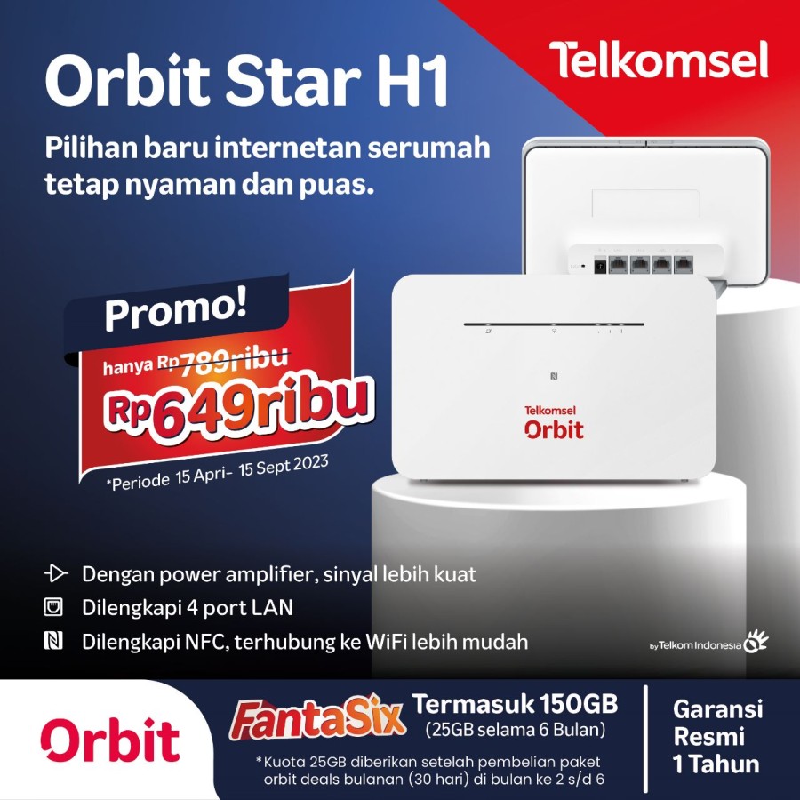 Promo Telkomsel Orbit Star H1 Modem WiFi 4G High Speed Bonus Data ...