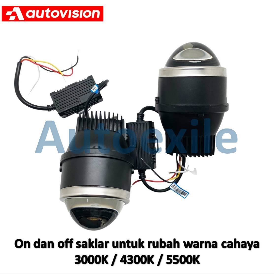 Jual Autovision Biled Foglamp Projector 3inch 75w 3warna Putih 5500k ...