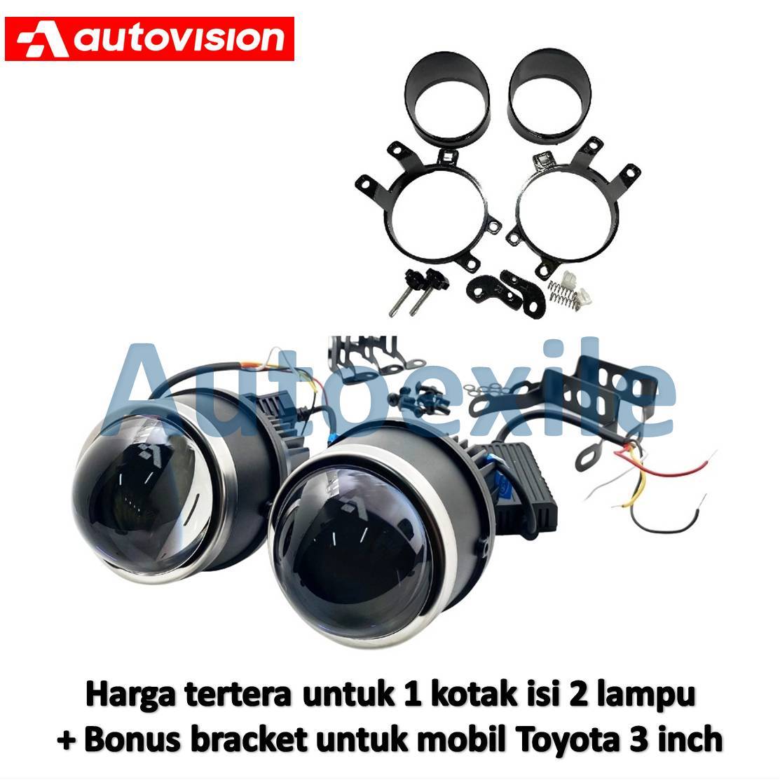 Jual Autovision Biled Foglamp Projector 3inch 75w 3warna Putih 5500k ...
