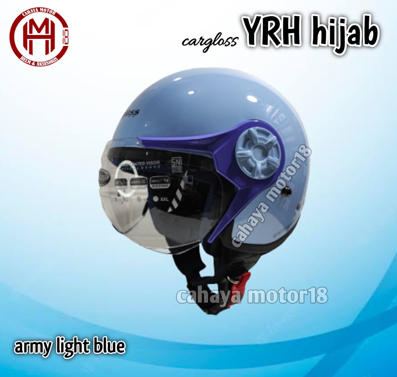Jual HELM CARGLOSS YRH HIJAB LIGHT BLUE | HELEM BOGO RETRO di Seller ...
