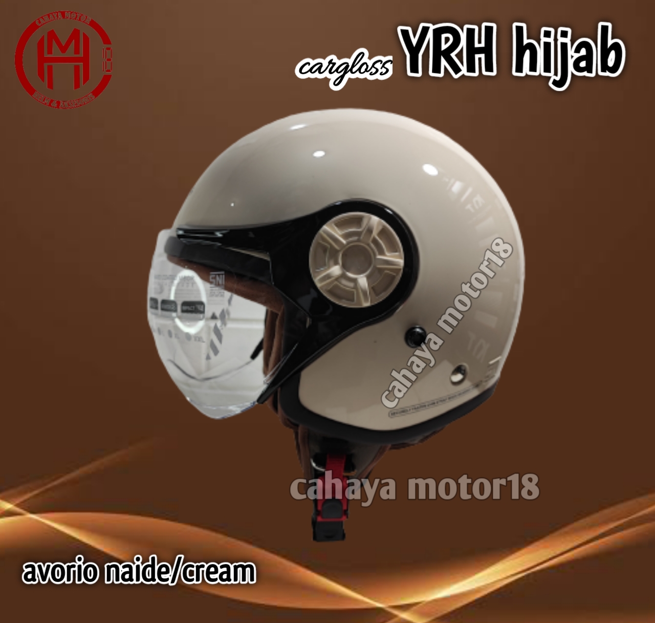 Jual HELM CARGLOSS YRH HIJAB AVORAIDO NAIDE / CREAM| HELEM BOGO RETRO ...