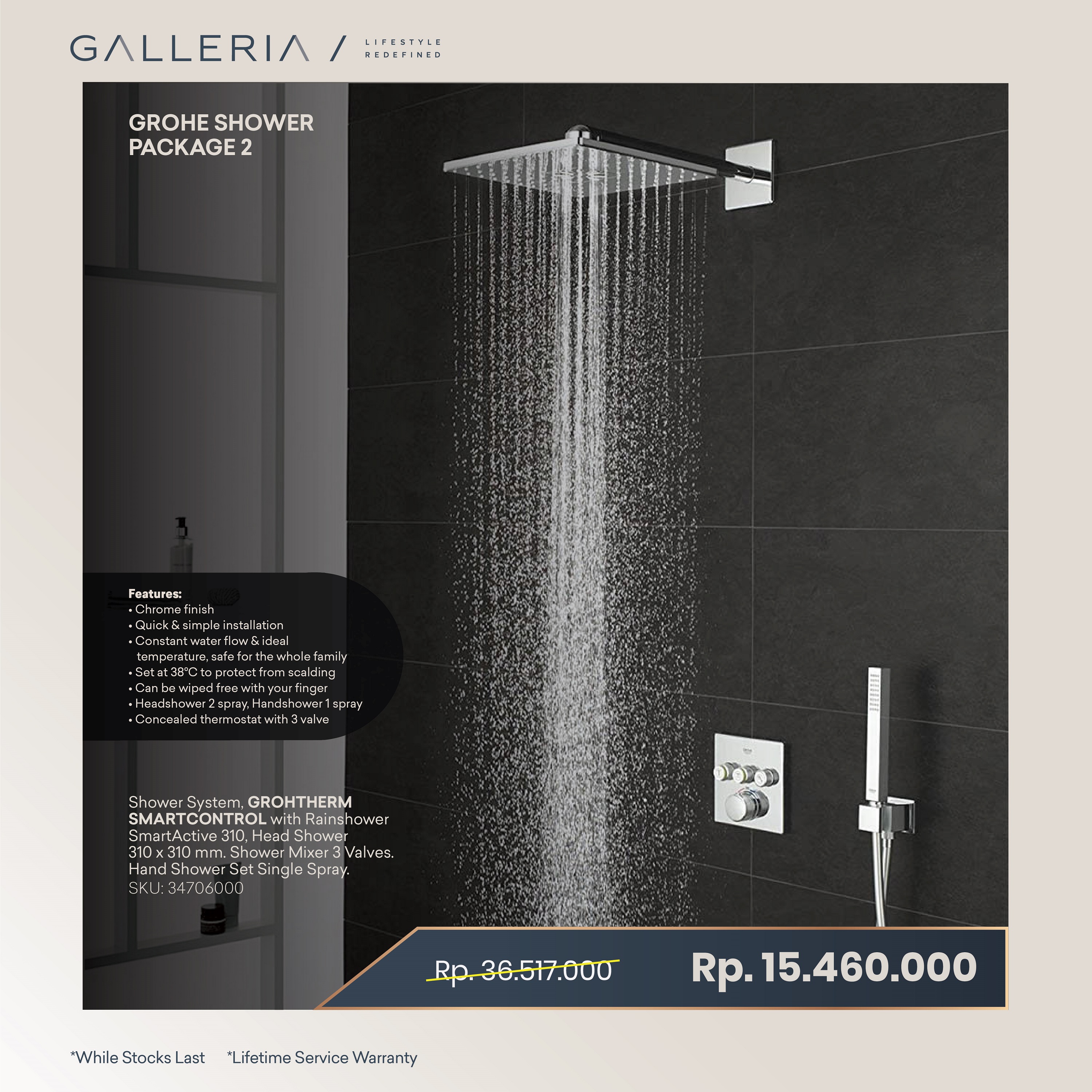 Promo Grohe Grotherm Smartcontrol Square Bundle 34706000 / Grohe Shower ...