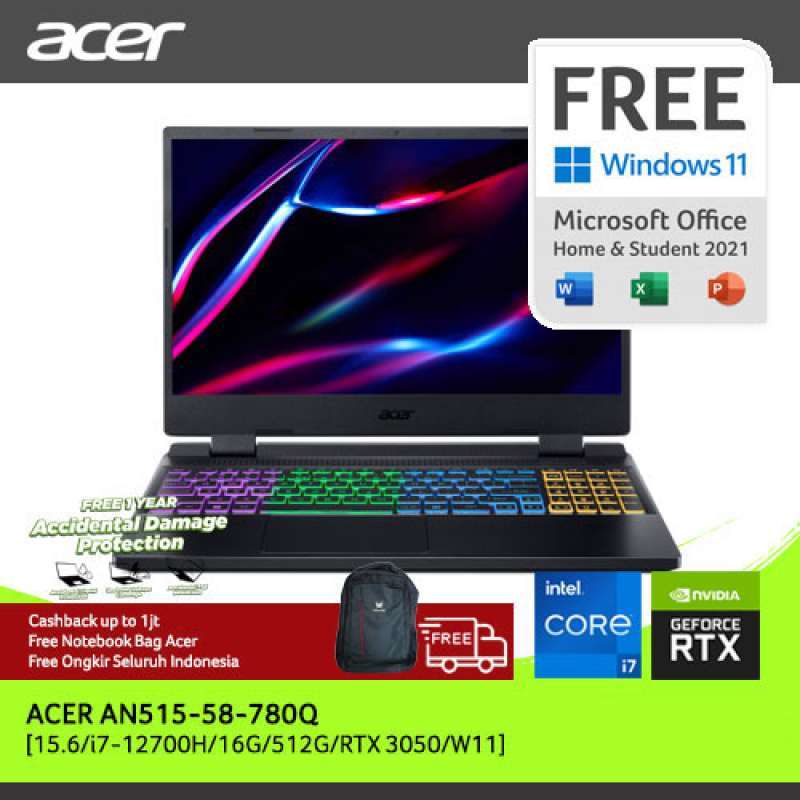 Jual Acer Laptop Gaming Nitro An515-58-780q 15.6'' Fhd Ips Intel Core ...